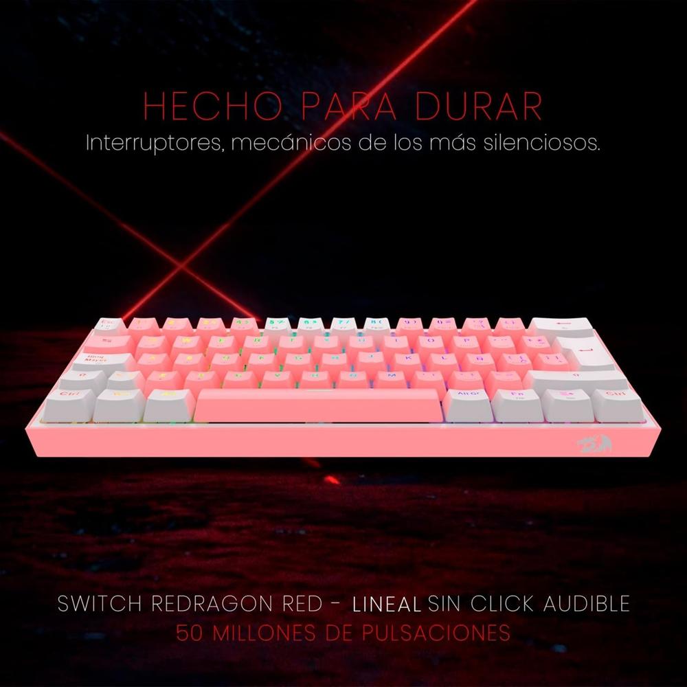 Teclado Redragon Fizz Pro K616 RGB Wireless Switch Red Español / Pink ...