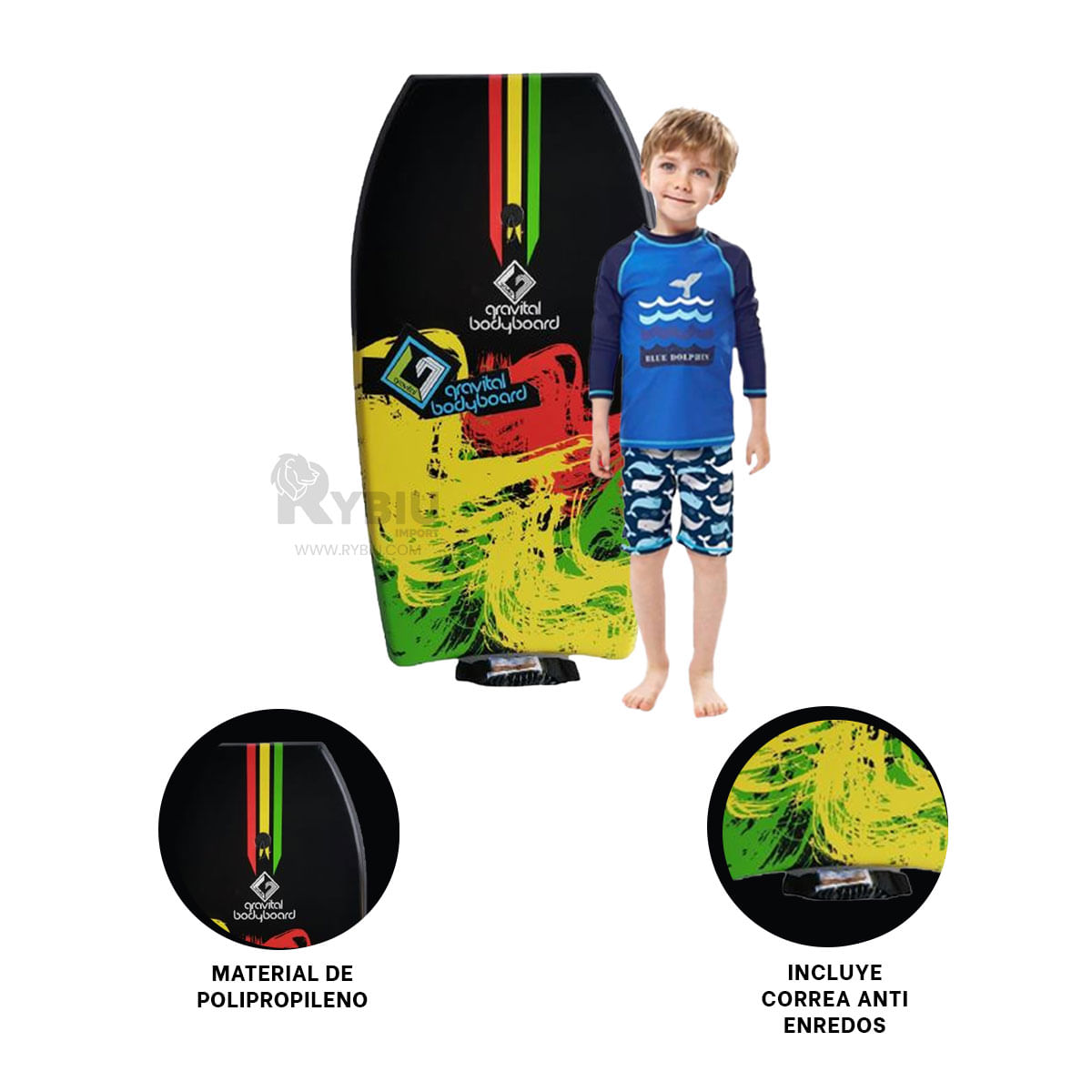 Bodyboard Hidrodinamico en Multicolor 37'' Y+Stickers - Real Plaza