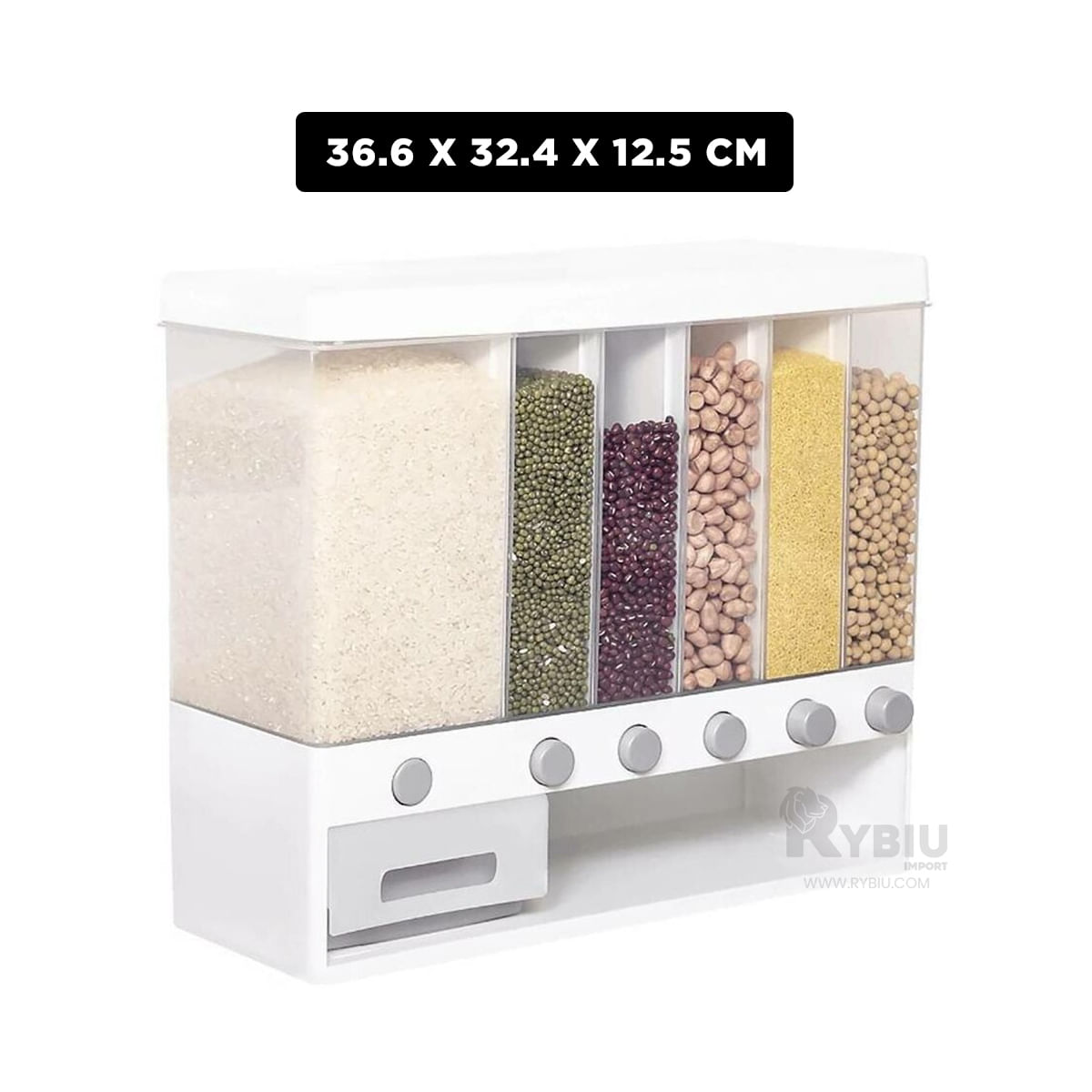 Dispensador Dinamico para Cocina de 10kg Blanco Y+Stickers - Real Plaza