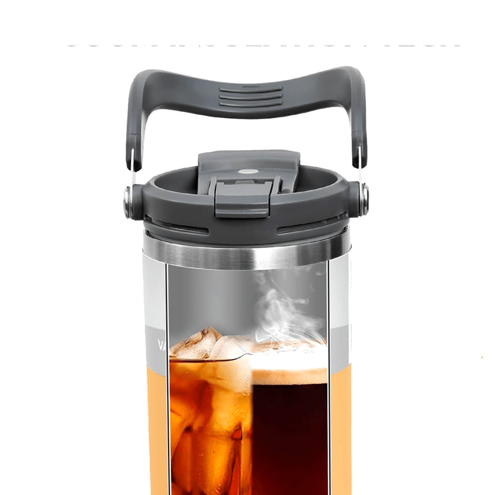 Termo de Acero Inoxidable con Asa Portable 600 ml Curva Gris - Real Plaza