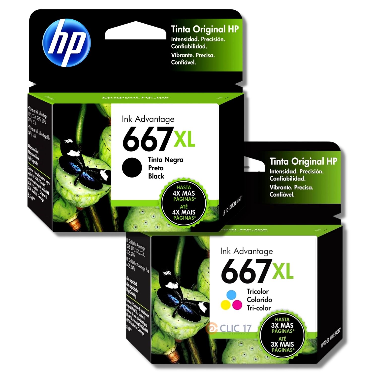 Kit Tinta HP 667XL Negro Tricolor - Real Plaza