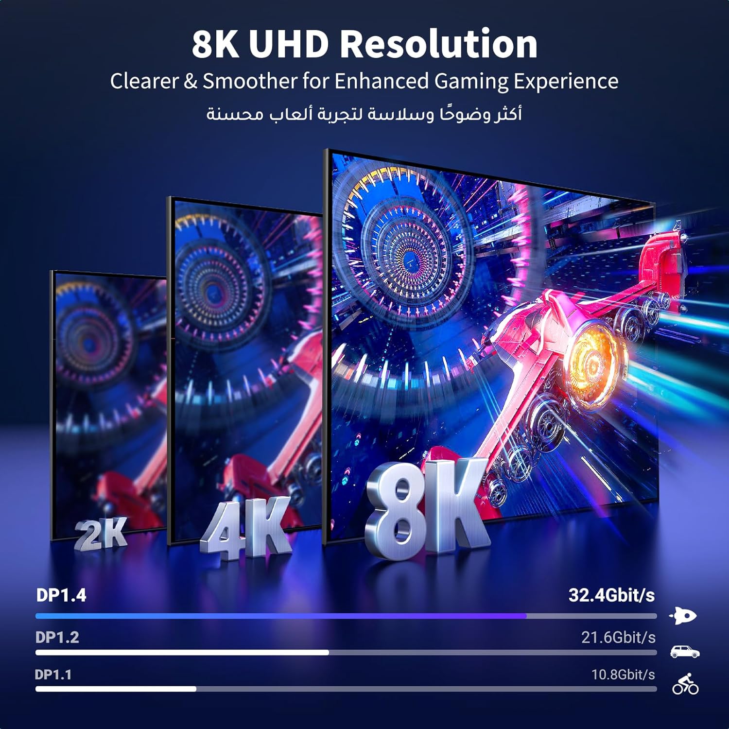 Cable DP 2.1 8K 2mts 32.4Gbps DisplayPort Ugreen HDR DP120 - 25905 ...