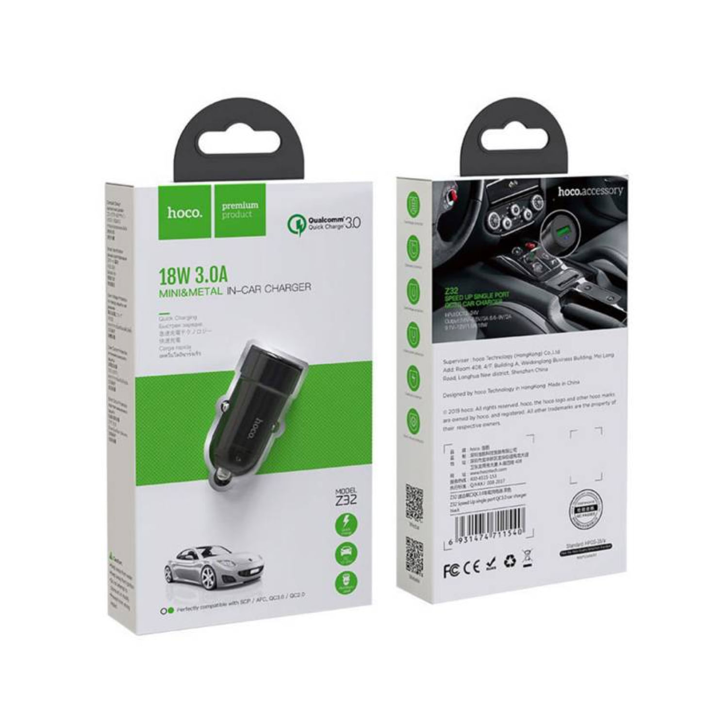 Cargador Para Auto Hoco Z32 Carga Rápida - Real Plaza