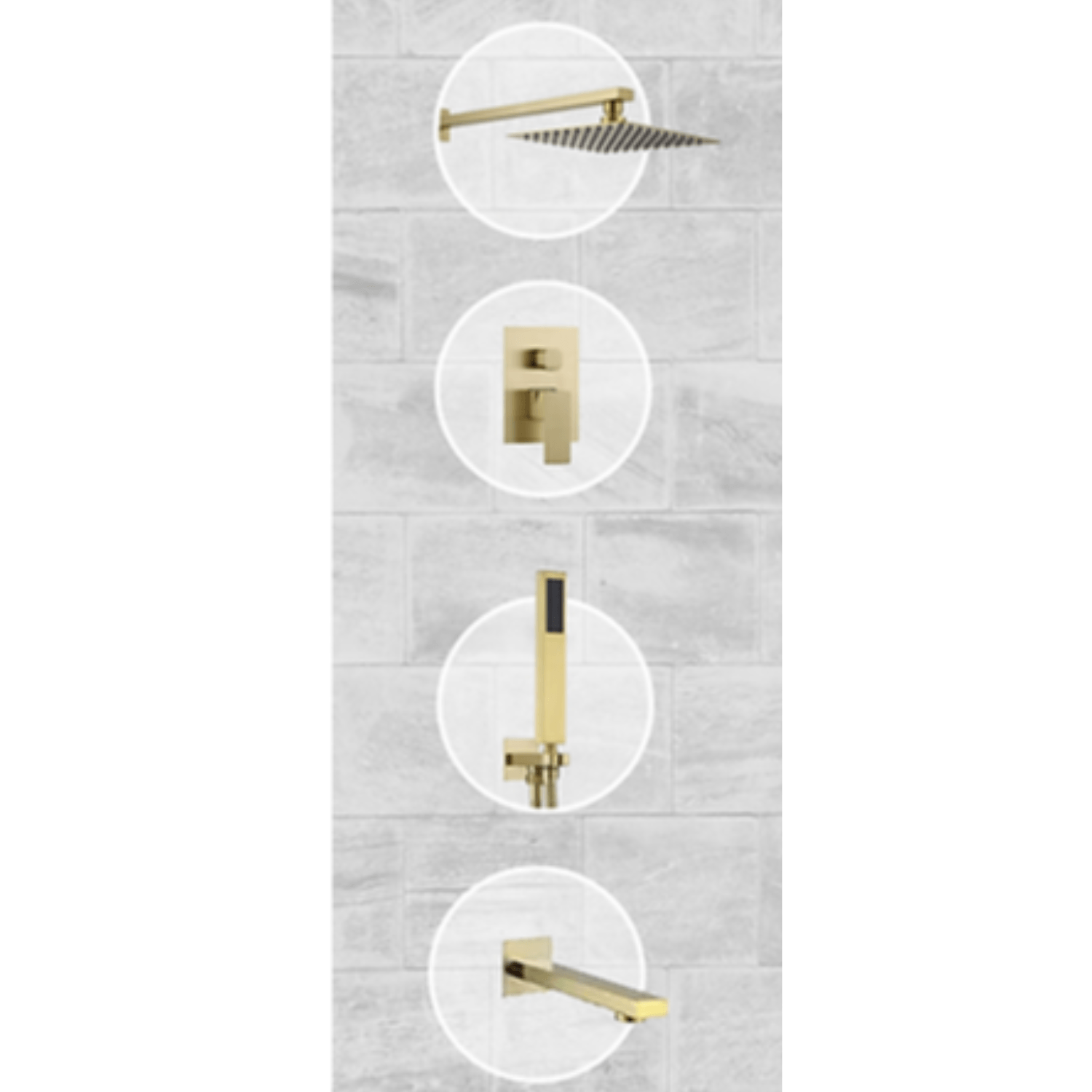 Mezcladora y Llaves de Ducha | Acabado Dorado de Lujo MT304 - Real Plaza