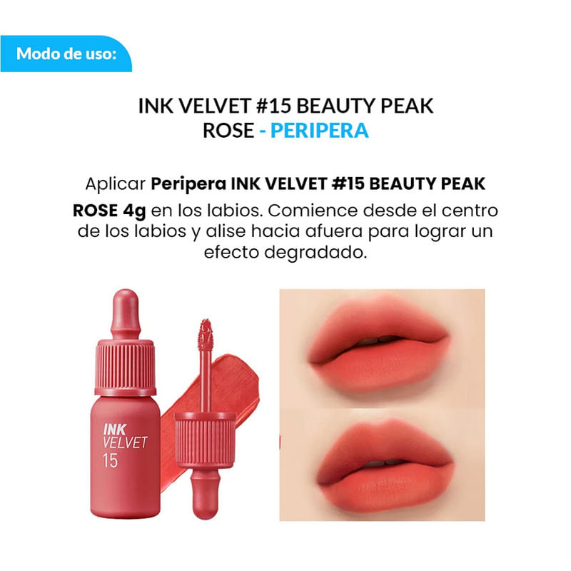 Tinta de Labios Ink Velvet 15 Beauty Peak Rose Peripera 2 Uni - Real Plaza