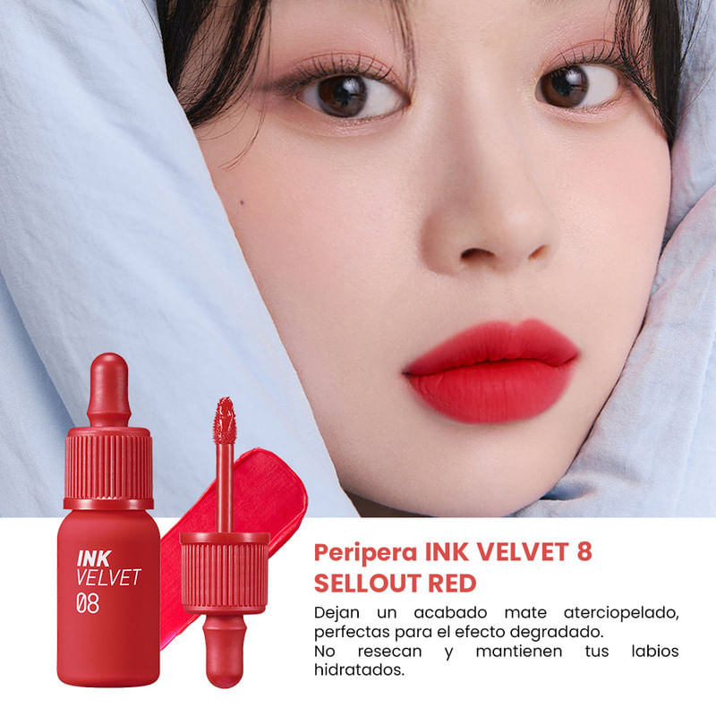 Tinta de Labios Ink Velvet 8 Sellout Red Peripera 3 Uni - Real Plaza