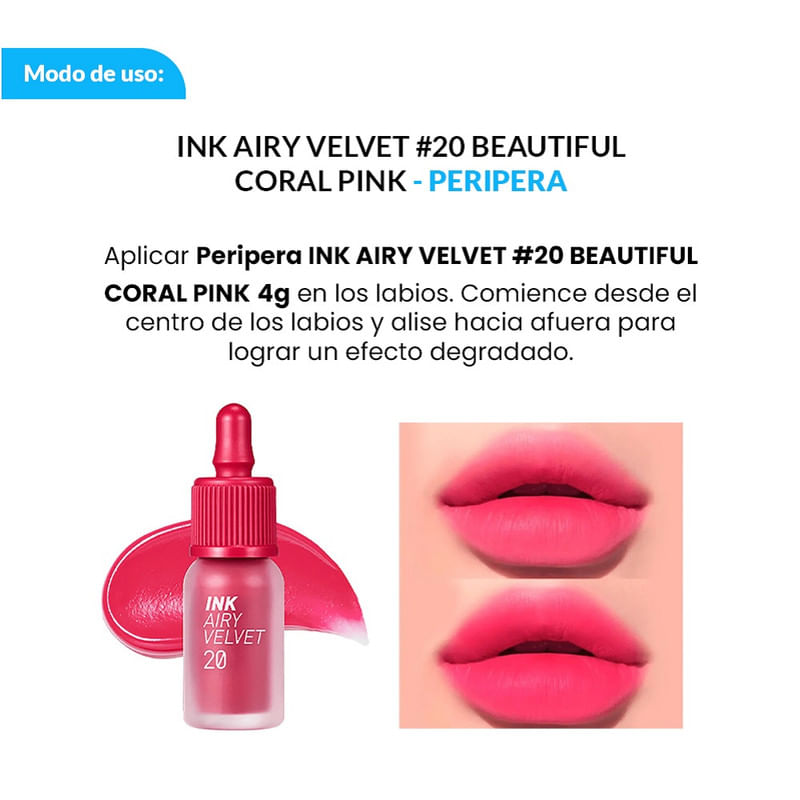Tinta Labios Ink Airy Velvet N 20 Beautiful Coral Pink Peripera 3 Uni - Real Plaza