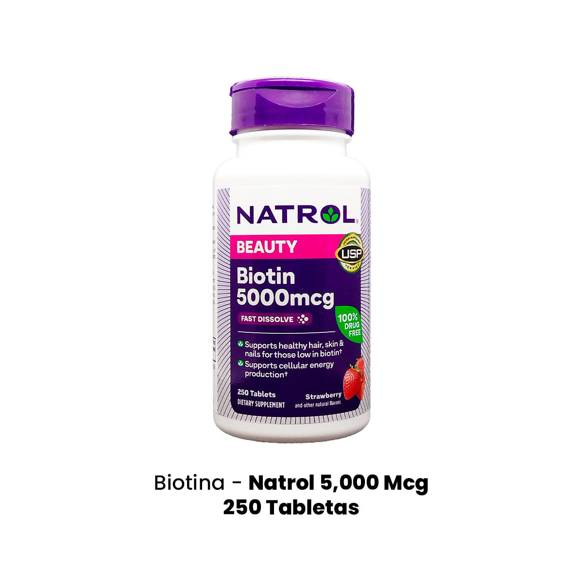 Biotina Natrol 5,000 Mcg 250 Tabletas - Real Plaza