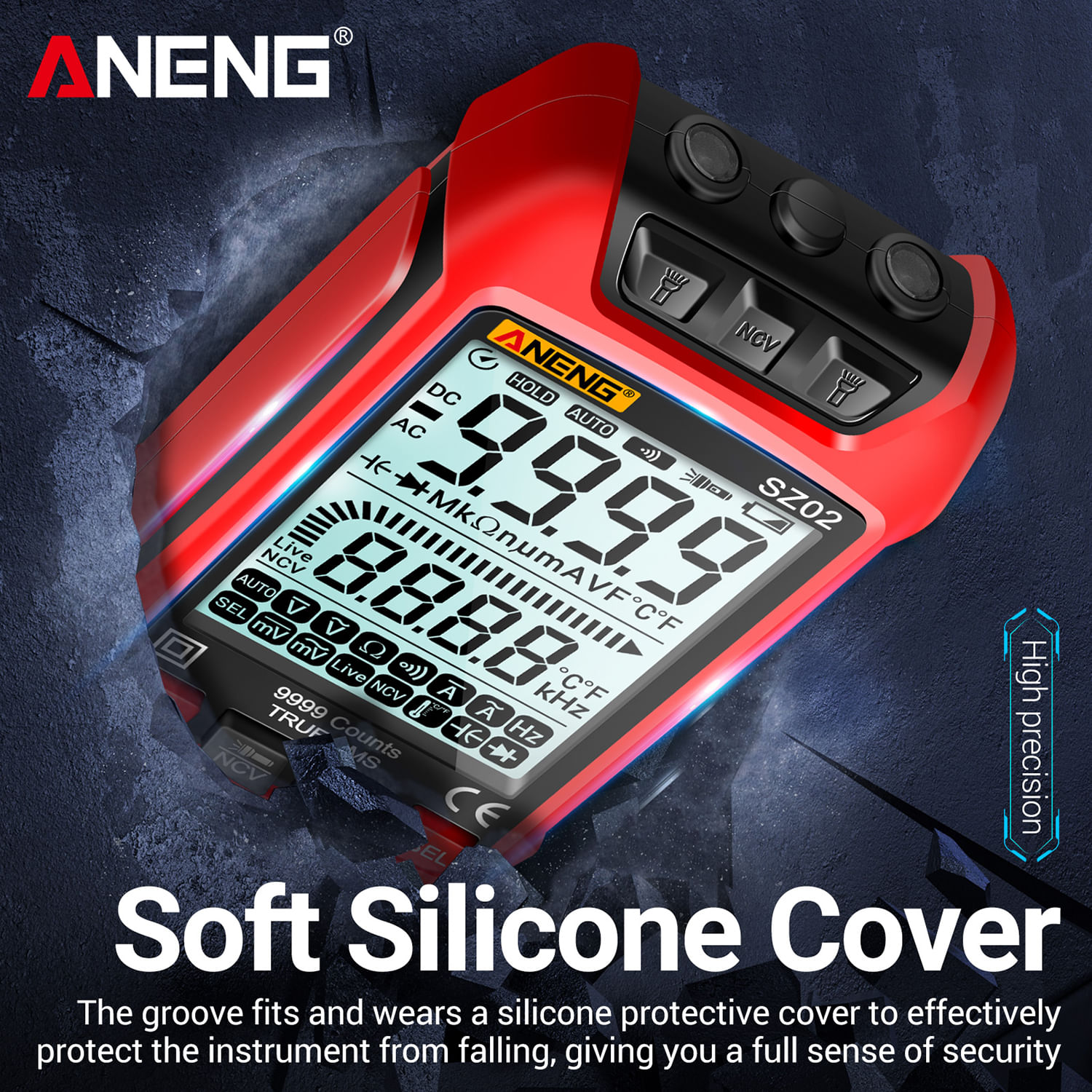 Multímetro Digital De Pantalla Grande Hd Aneng Sz02 999 Cuentas Rojo ...