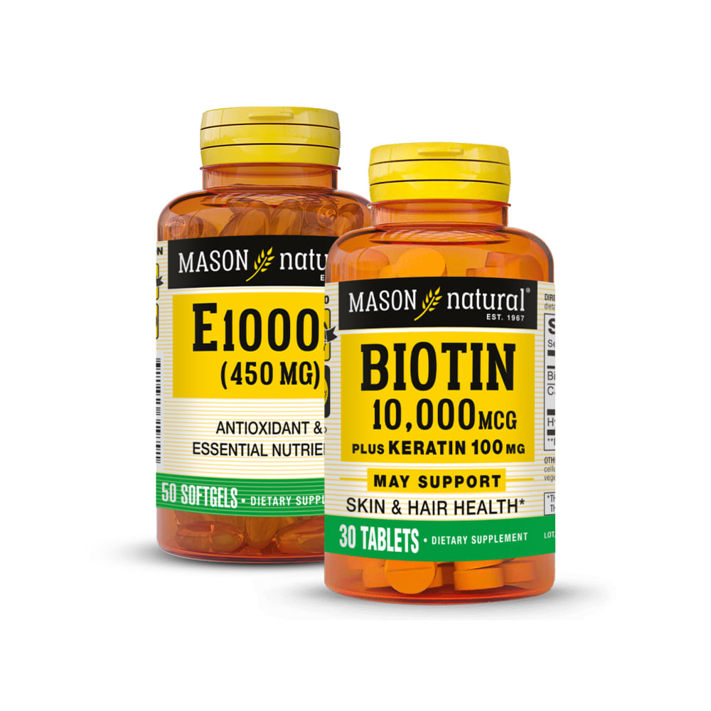 Biotina 10000 Plus Keratina 100 MG 60 Tabs + Vitamina E 1000 UI 60 Cáps ...