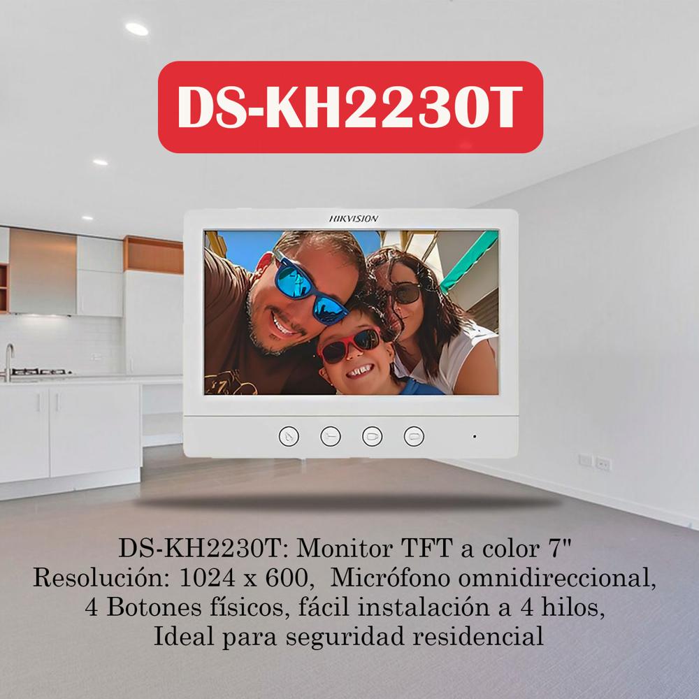 Monitor Analógico para Videoportero Hikvision Ds-Kh2230t Hd 7 Pulgadas ...