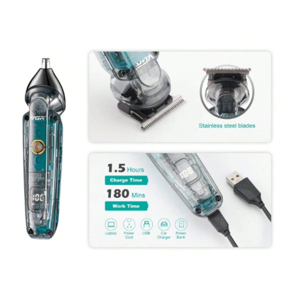 Máquina Patillera 2 en 1 VGR V-949 Argentina IPX6 Recargable - Real Plaza