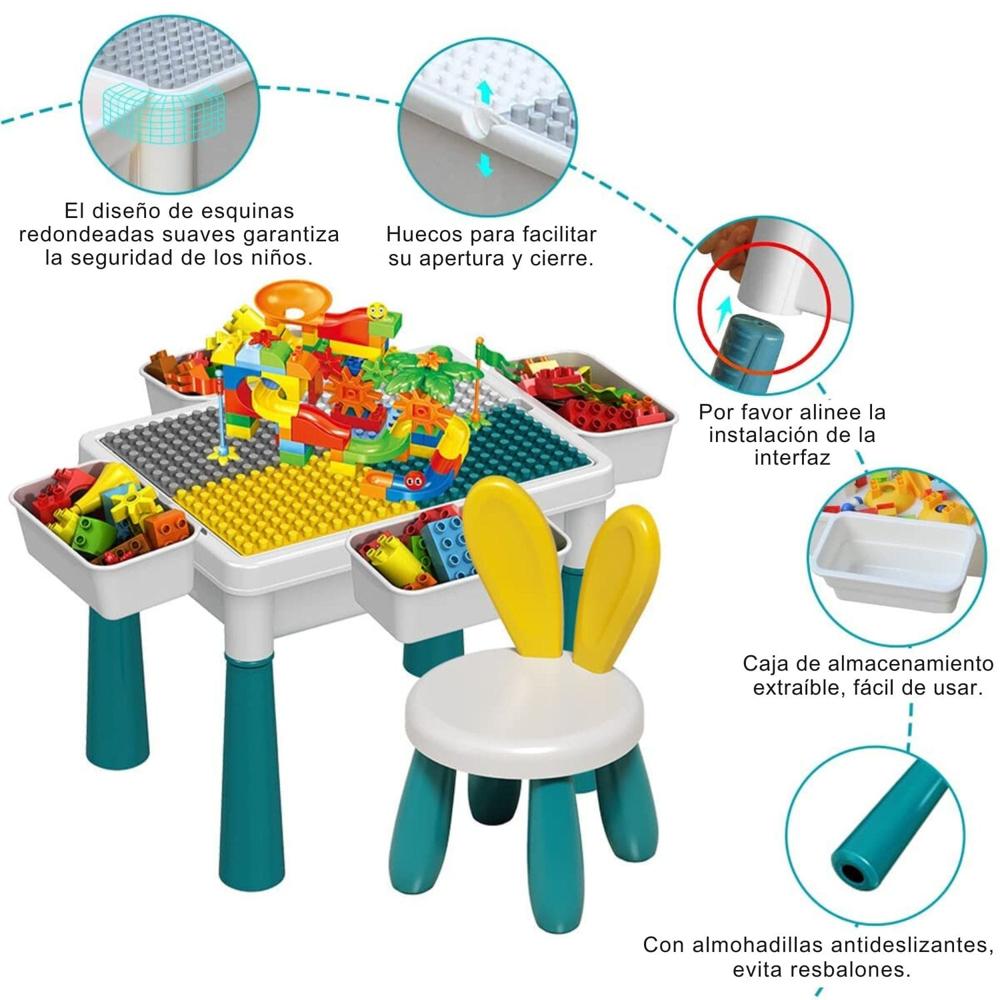 Mesa Lego 6 en 1 Multifuncional con Bloques de Construcción y Silla ...