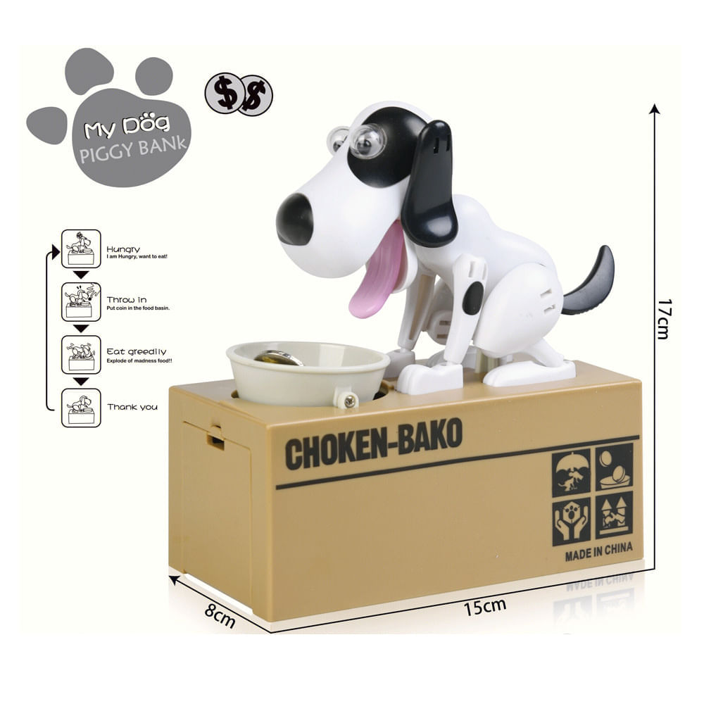 Alcancía de perro con movimiento, blanco - Real Plaza