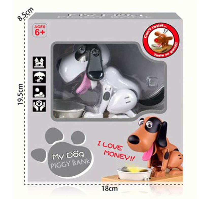 Alcancía de perro con movimiento, blanco - Real Plaza