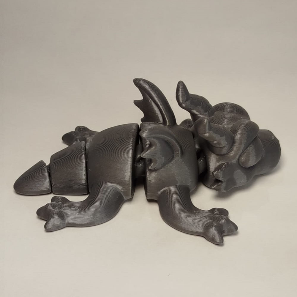 Mini Dragon articulable 3D GEEKS PERU PLA Gris Metálico - Real Plaza