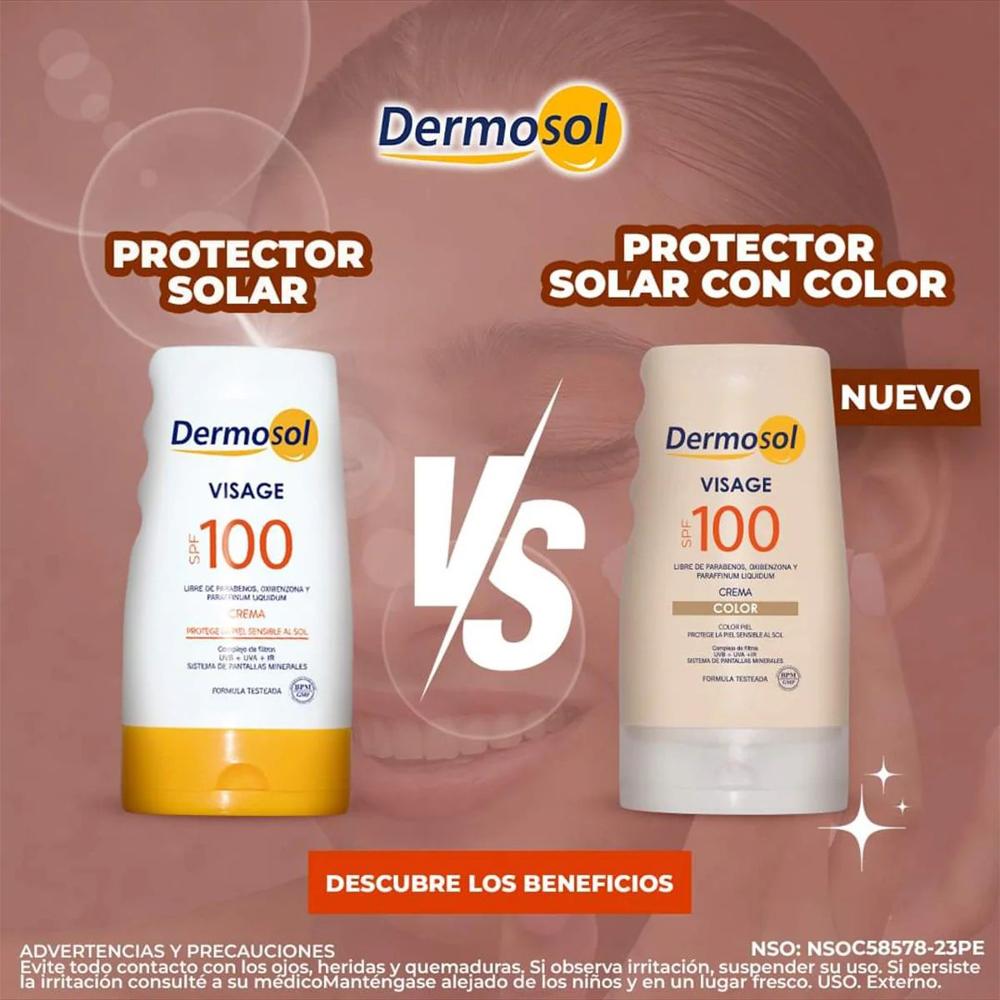 Protector Solar Dermosol SPF 100 Visage | 60g Color - Real Plaza