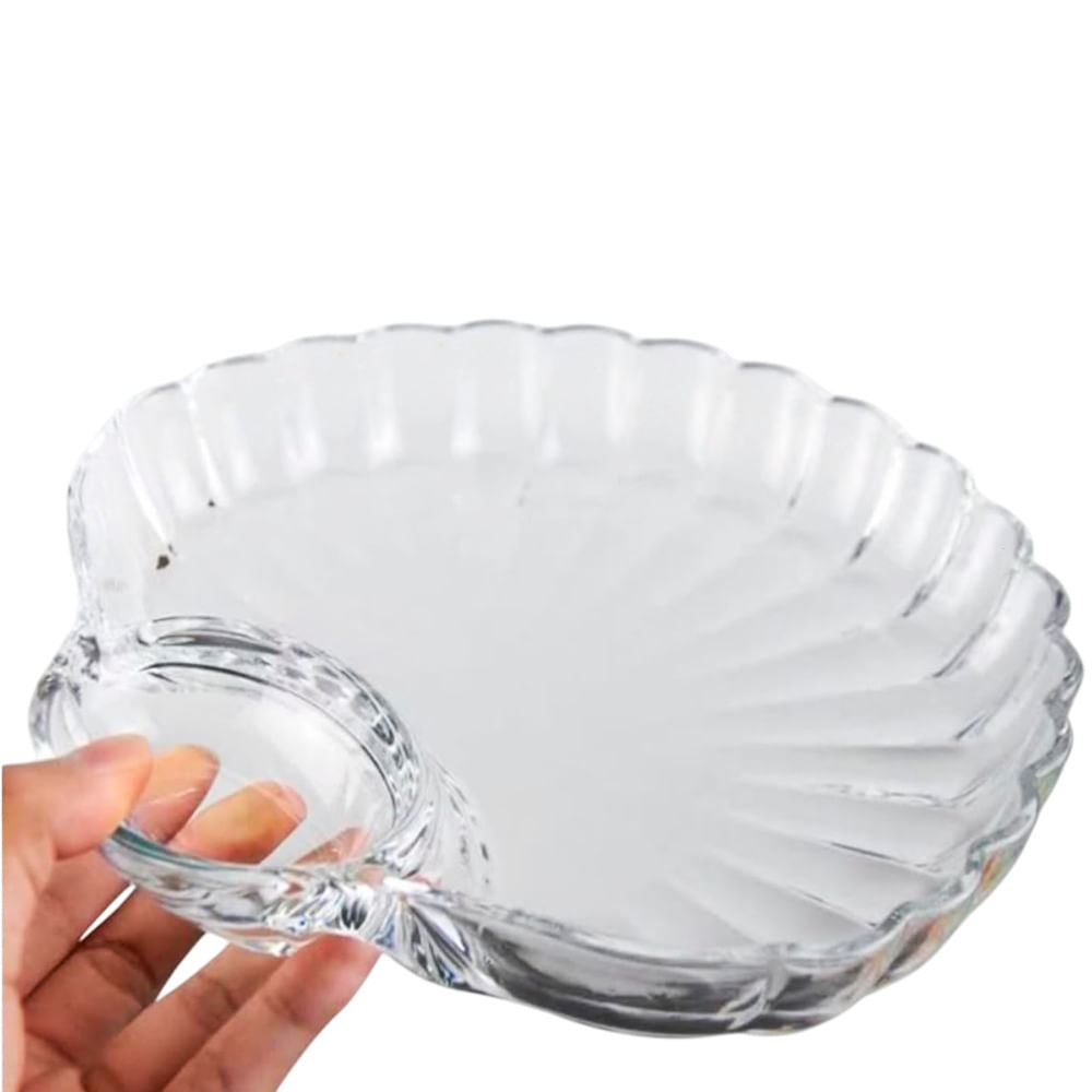 Set de 4 Plato de Vidrio de Concha Marina para Aperitivos - Real Plaza