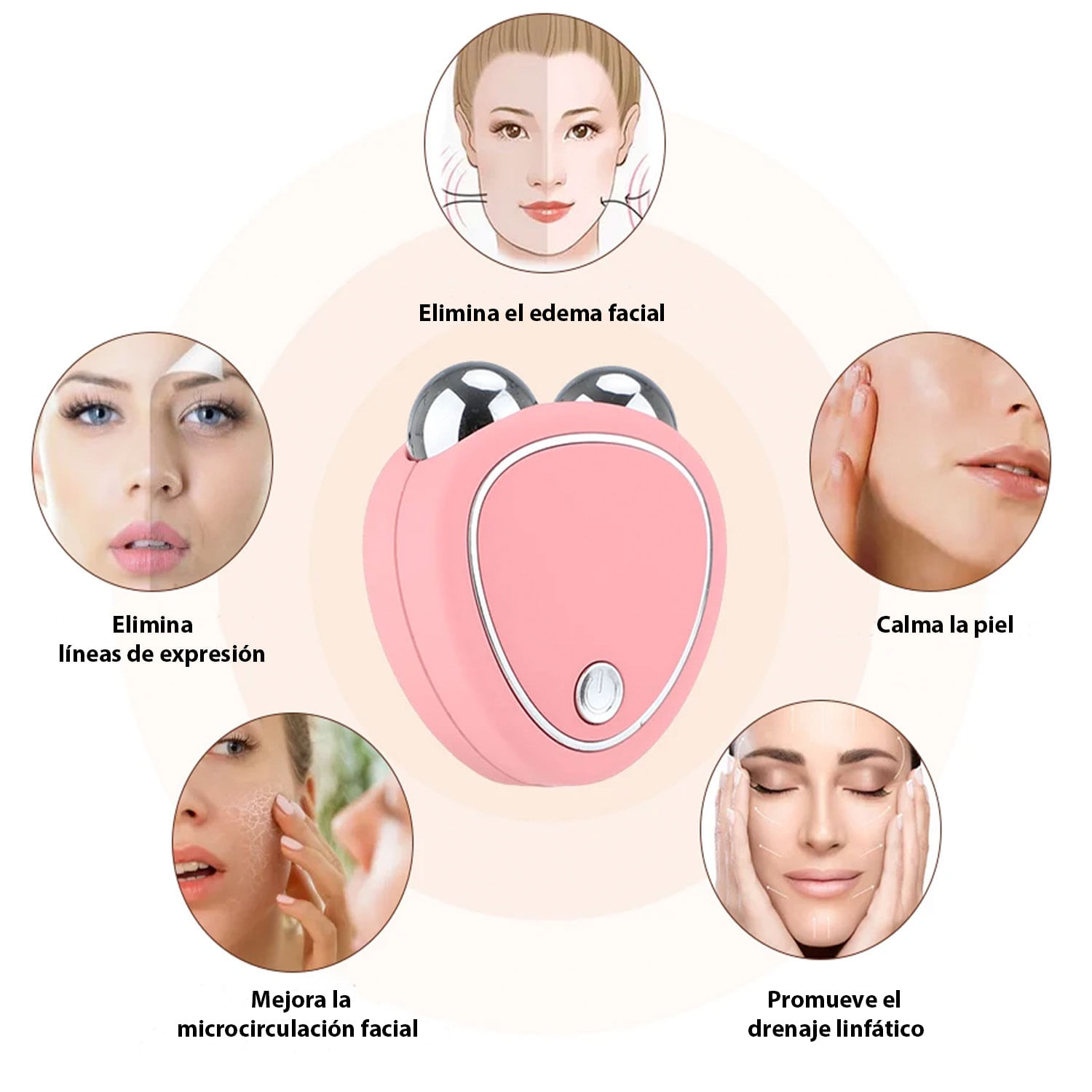 Masajeador Facial con Microcorriente Reafirma el Rostro Portátil - Real ...
