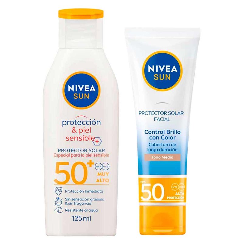 Pack NIVEA Bloqueador Sun Babies & Kids Piel Sensible FPS50 125ml ...
