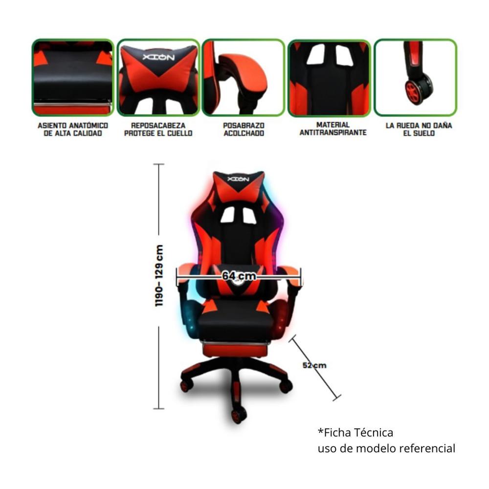 SILLA GAMER CON LUCES RGB XION TITAN ERGONÓMICA CON MASAJEADOR ...
