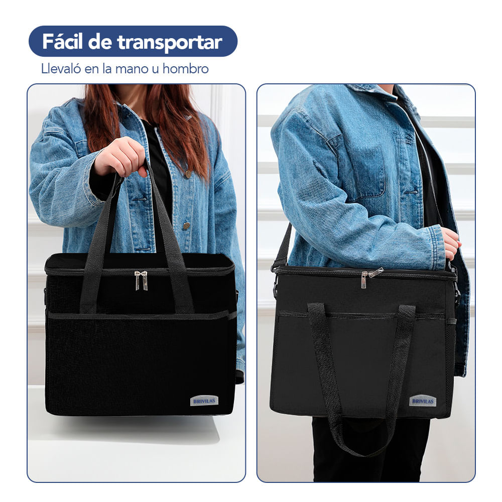 Lonchera Térmica para Comida Alimentos con Correa Ajustable Negro R24 ...