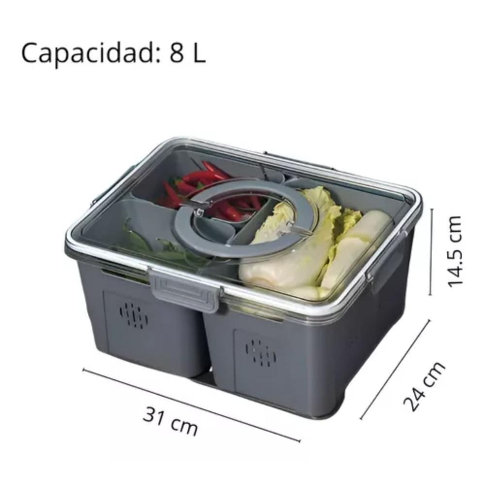 Táper Hermético De 4 Divisiones Removibles Gris 46GR01 - Real Plaza