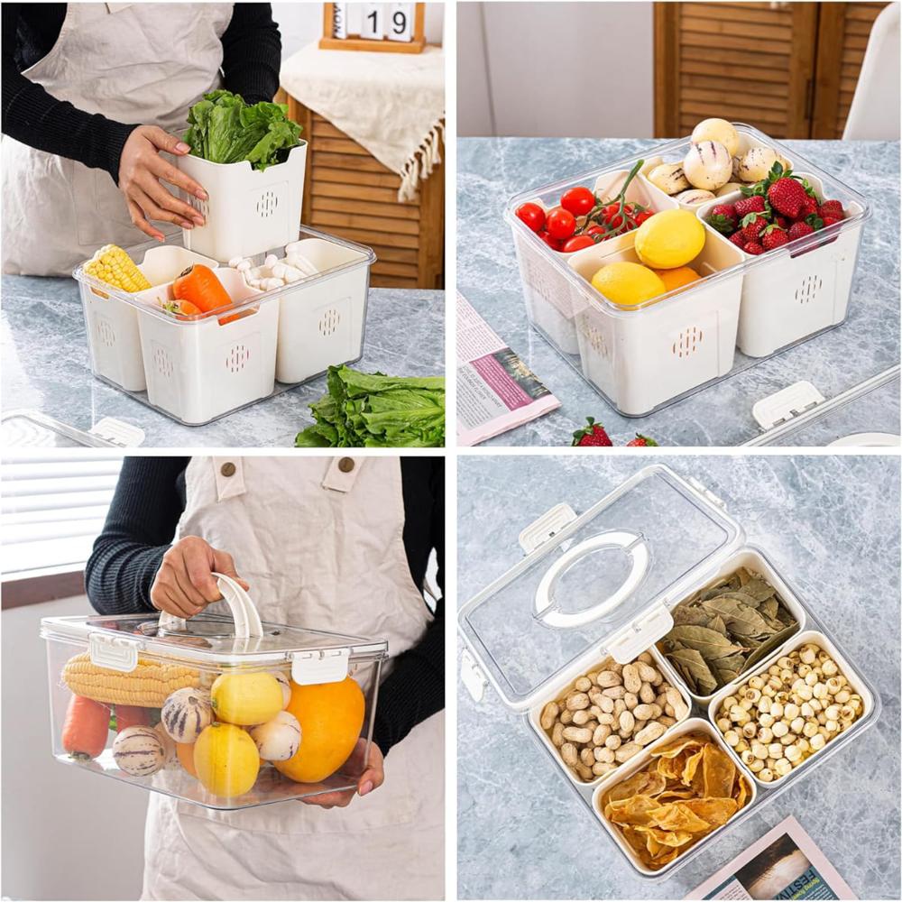 Táper Hermético De 4 Divisiones Removibles Gris 46GR01 - Real Plaza