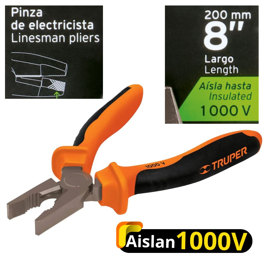 KIT ALICATE UNIVERSAL 8" DIELECTRICO 1000V JUEGO 5 DESARMADORES TRUPER ...