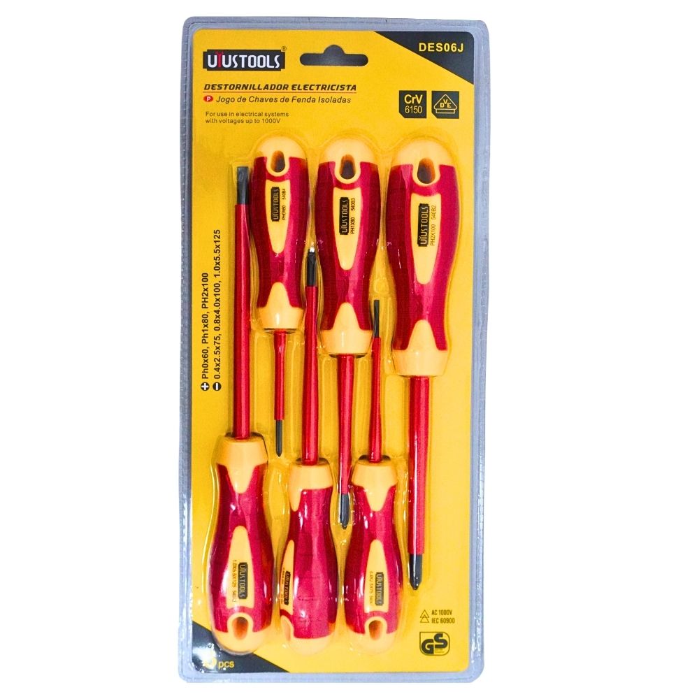Juego 6 desarmadores dieléctricos 1000V electricista Uyustools - Real Plaza
