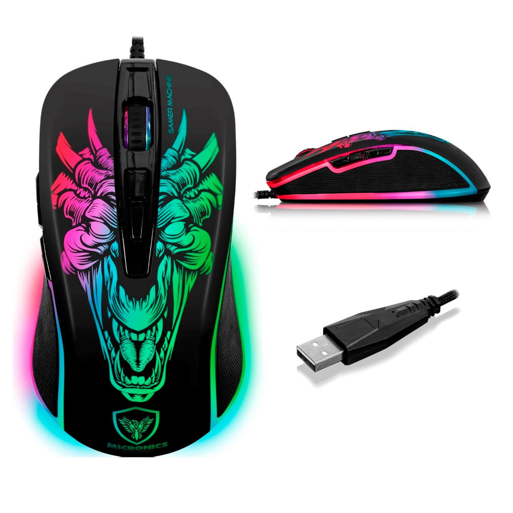 Inferno MIC 816 Mouse Gamer USB RGB Running 7B 3200 DPI Micronics ...
