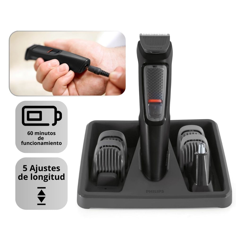 Recortador Philips Multigroom Serie 3000 6 en 1 MG3711 - Real Plaza