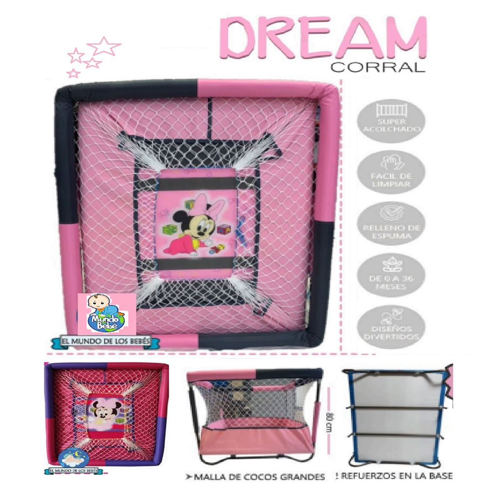 Cuna Corral para Bebe Dream Rosado - Real Plaza