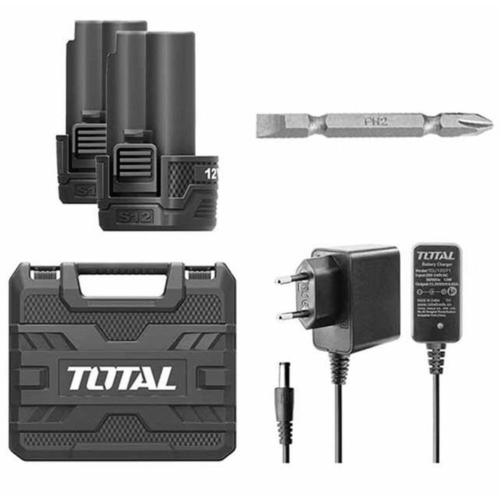 TALADRO ATORNILLADOR INALÁMBRICO 12v ACCESORIOS TOTAL - TDLI12325 ...