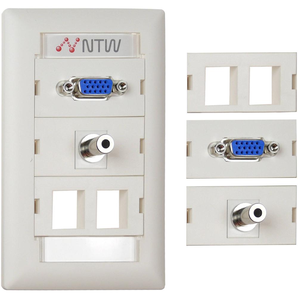 NTW Pre-Configured Customizable UniMedia Wall Plate with VGA & 1/8 ...