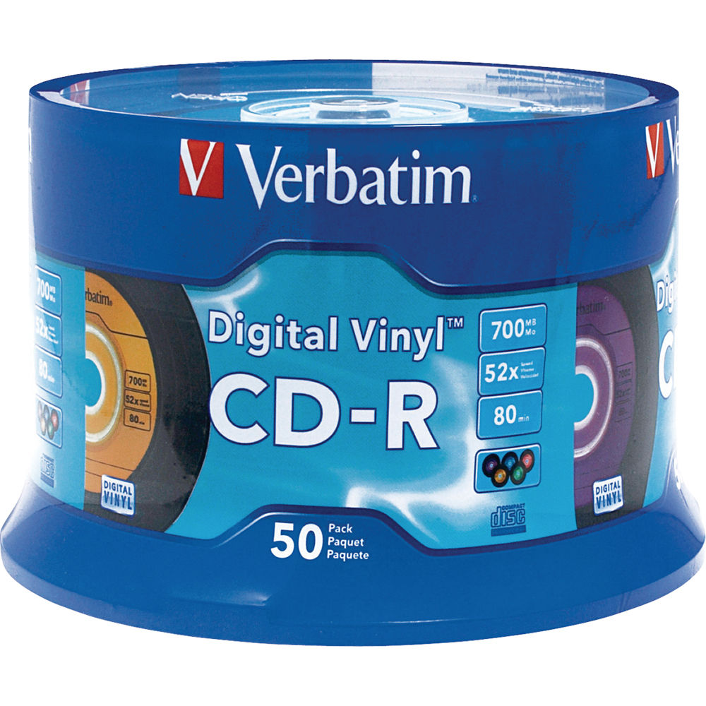 Verbatim CD-R 700MB Grabable Una Vez 5-Colores Vinilo Digital Disco ...