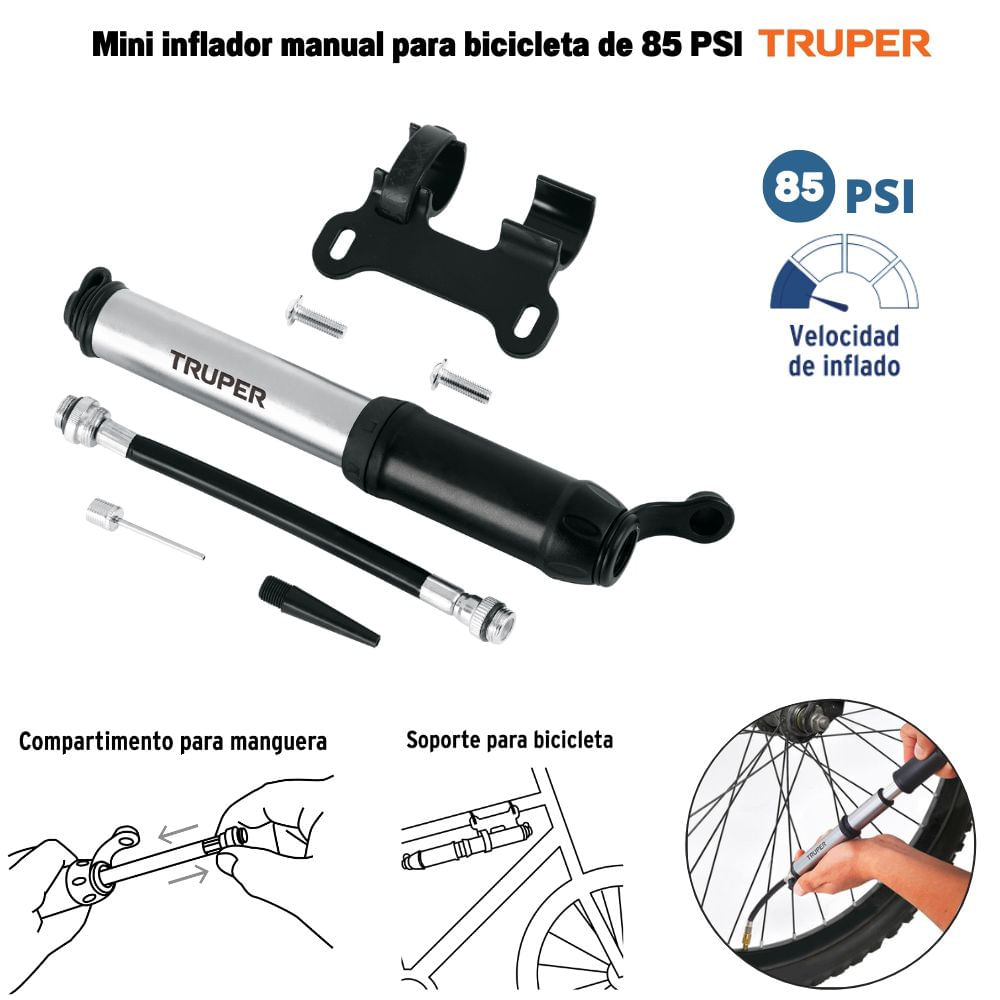 Kit Candado cadena Mini inflador para bicicleta - Real Plaza