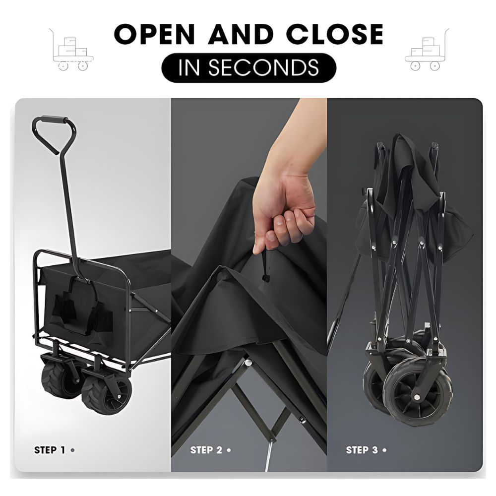 Carro de Carga Plegable Multiusos con Guiador Chic Negro - Real Plaza