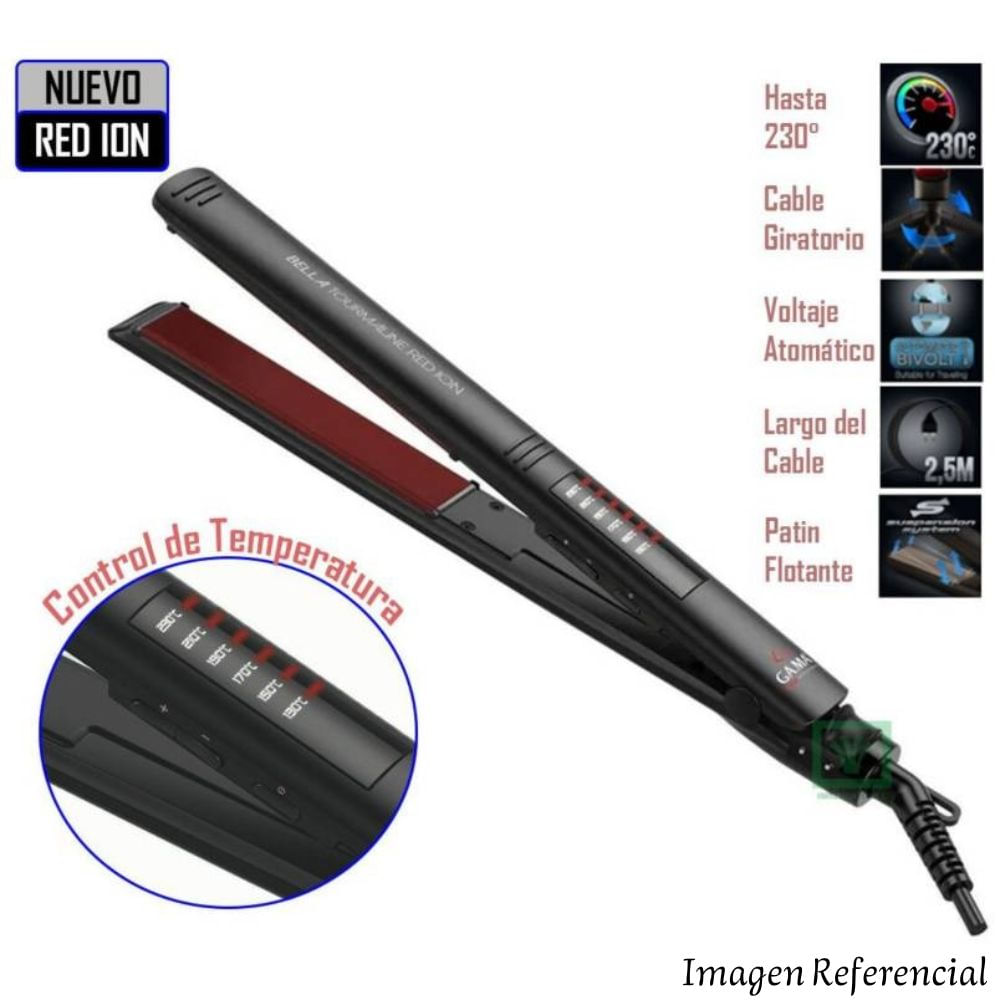 Plancha Alisadora Gama Bella Tourmaline Red Ion Led - Real Plaza