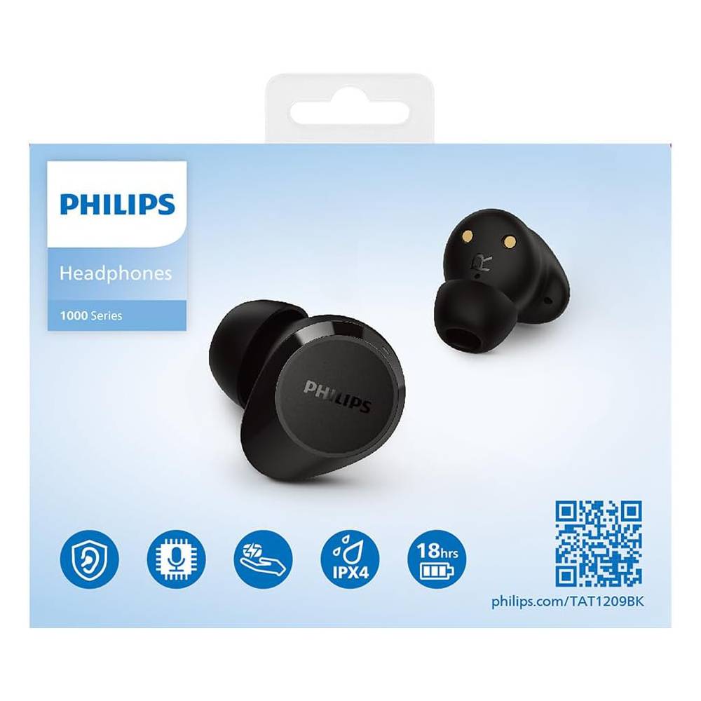 Philips TAT1209 Auriculares Inalámbricos con Bluetooth 53 IPX4 Negro - Real Plaza