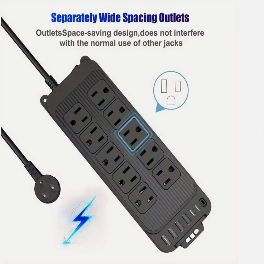 Extensión de enchufes con entrada usb y tipo c - Real Plaza