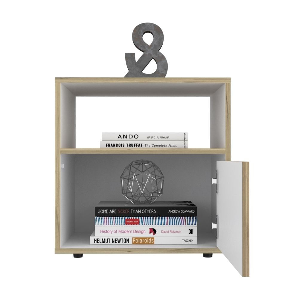 Velador Sleep 1 Cajón Melamina Duna/Blanco - Real Plaza