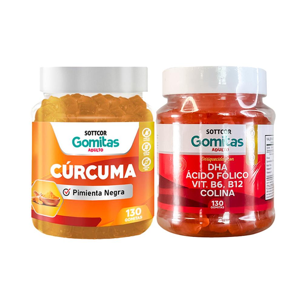 Gomitas Adulto Curcuma + Gomitas con DHA Ácido Fólico - Real Plaza