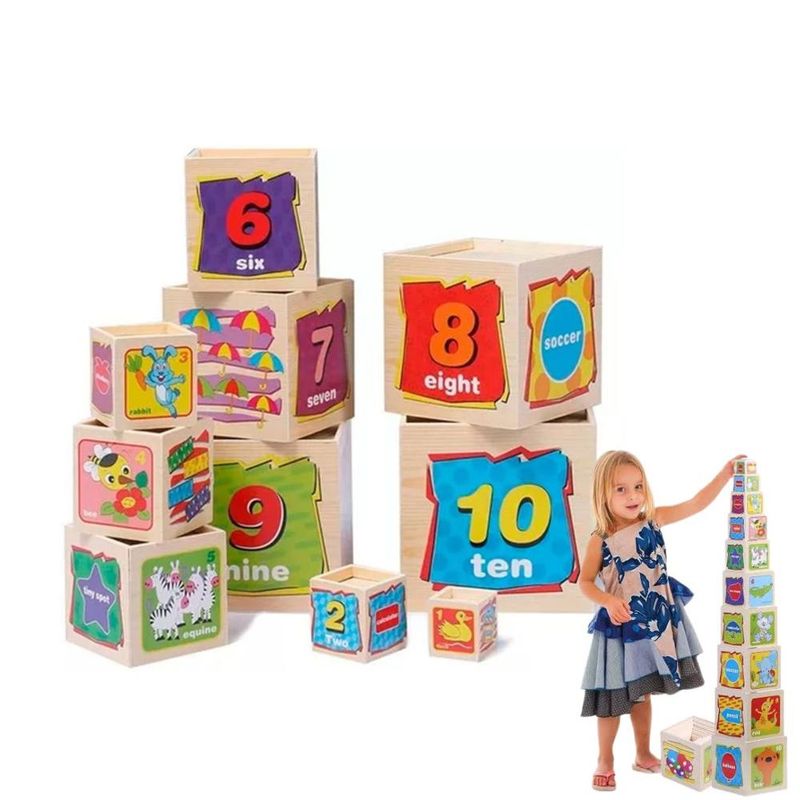 Set Cubos Didácticos Apilables Números Animales - Real Plaza