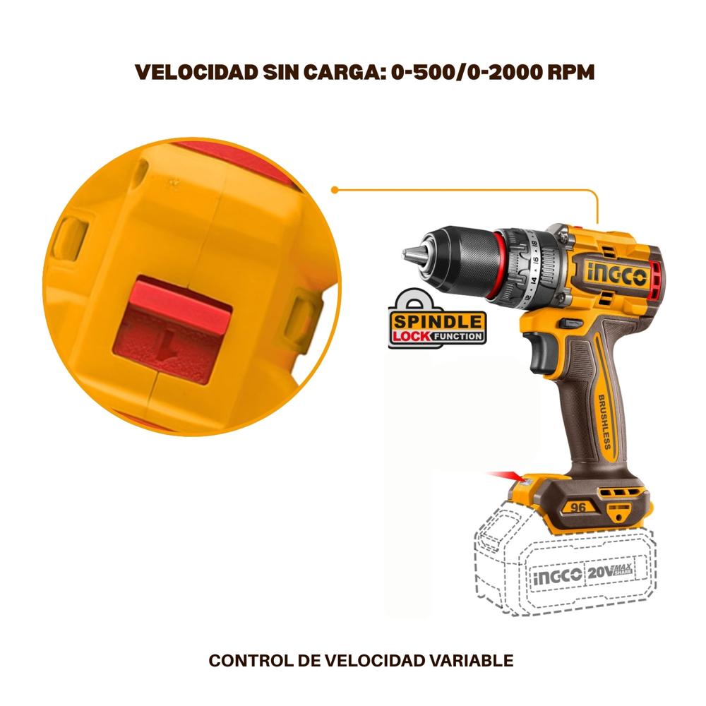 Taladro Percutor 96nm Incluye 2 Baterías 4ah y Cargador Ingco CIDLI20968 - Real Plaza