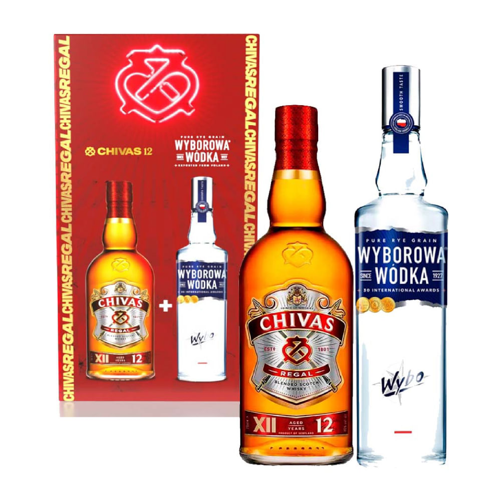 Pack Whisky Chivas Regal 12 Años 700ml + Vodka Wyborowa 700ml - Real Plaza