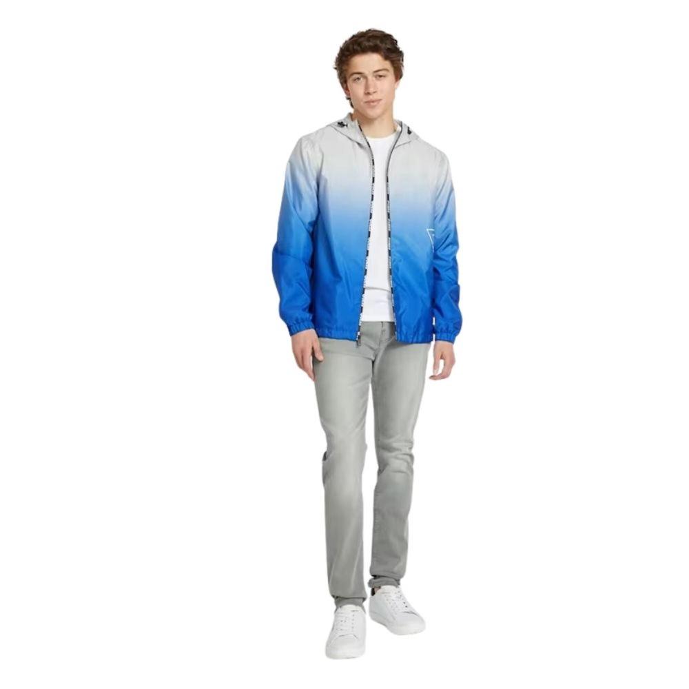 Casaca Cortavientos Hombres Guess Alfa Fz - Celeste - Real Plaza