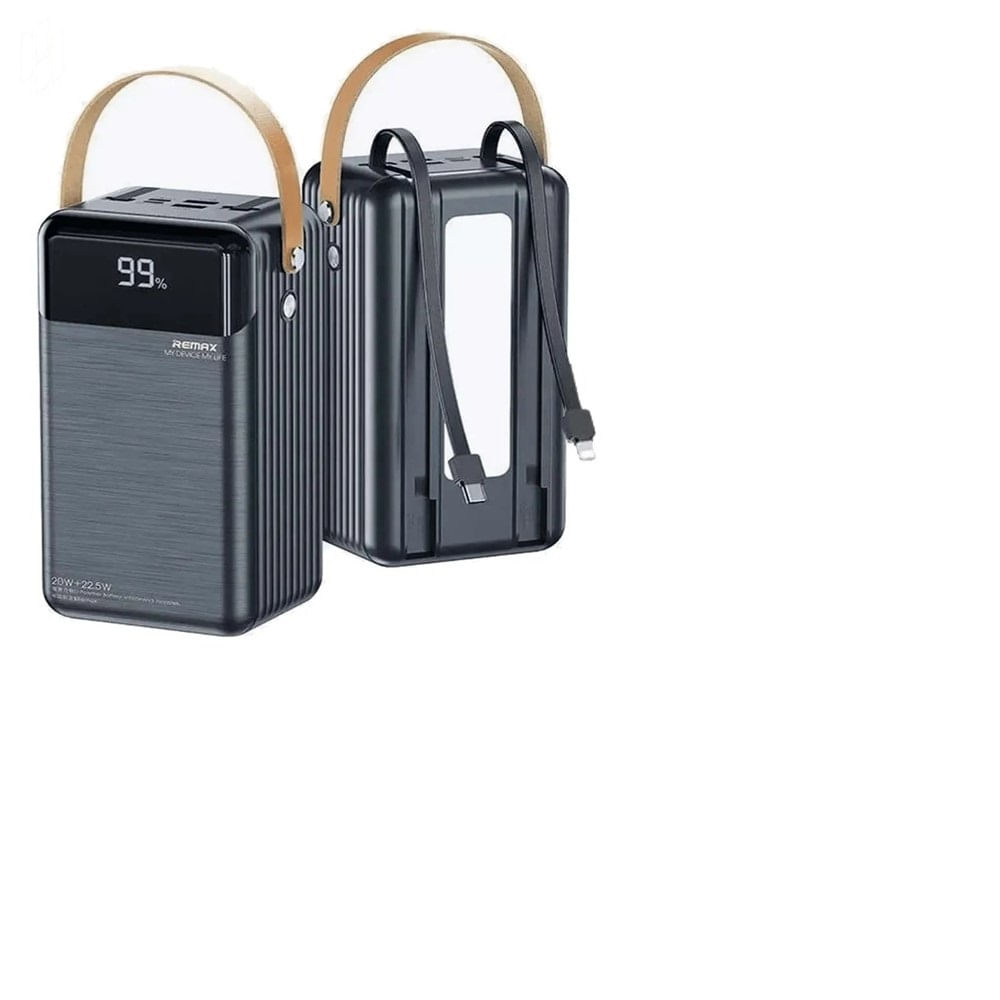 Cargador portátil Remax modelo rpp 565 60000mah pd 20w qc 22.5w gris - Real Plaza
