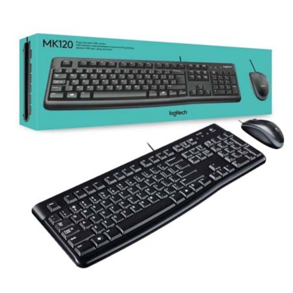KIT TECLADO + MOUSE LOGITECH MK120 USB SP BLACK - Real Plaza