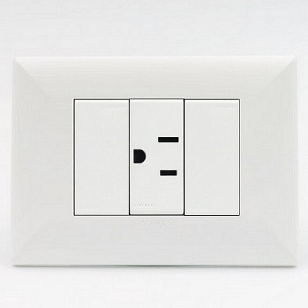 TOMACORRIENTE SIMPLE AMERICANO SINTHESI S17 PLACA BLANCA Y DADO BLANCO ...